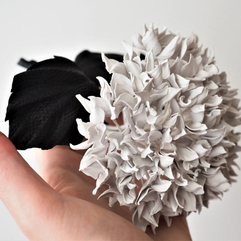 Leather hydrangea corsage - PresentPerfect Creations | ART FLOWERS ...