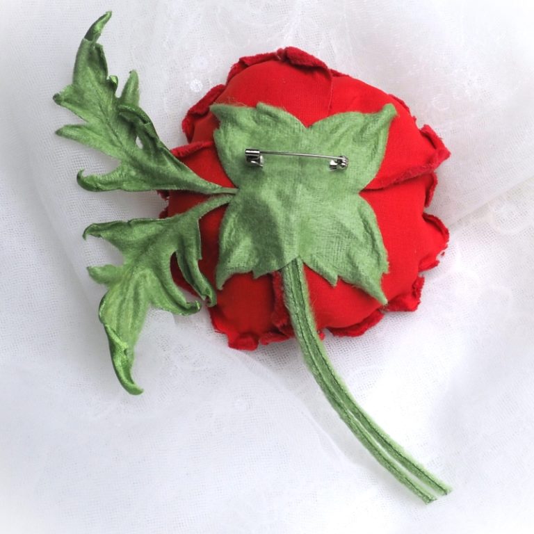 Red velvet poppy brooch - PresentPerfect Creations | ART FLOWERS ...