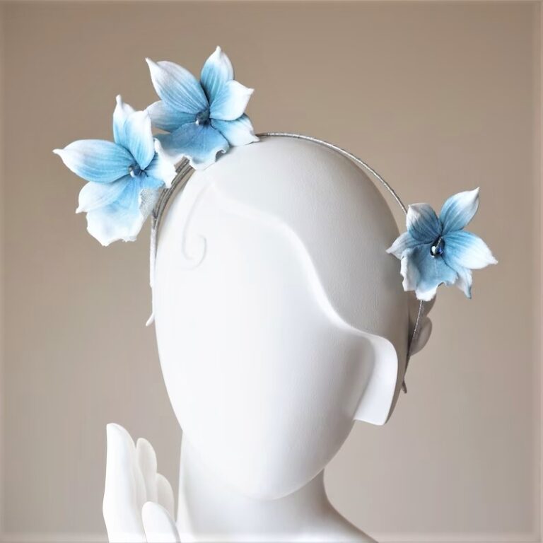 pale blue Velvet orchid headpiece - PresentPerfect Creations | ART ...