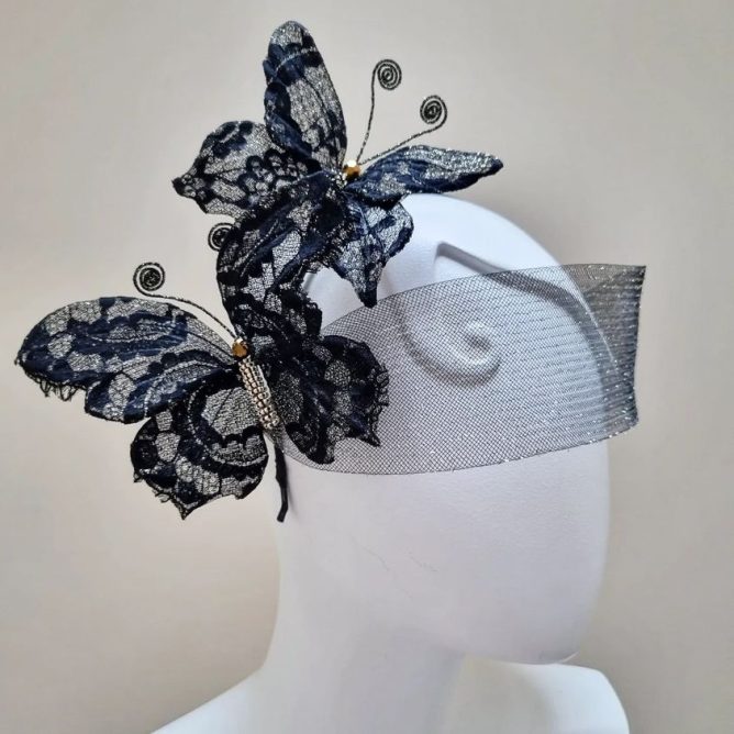 Black lace and gold butterfly headpiece - PresentPerfect Creations ...