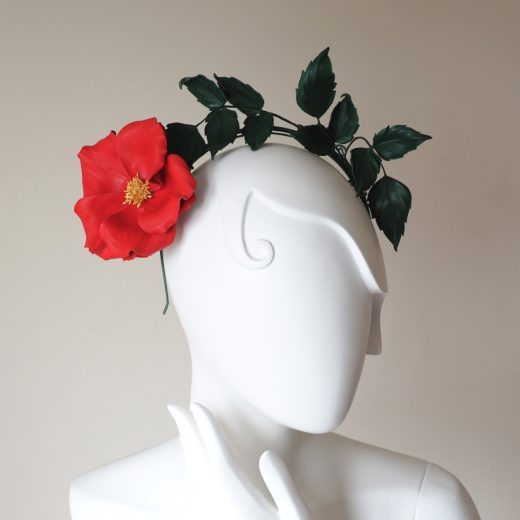Red Leather Rose headpiece - PresentPerfect Creations | ART FLOWERS ...